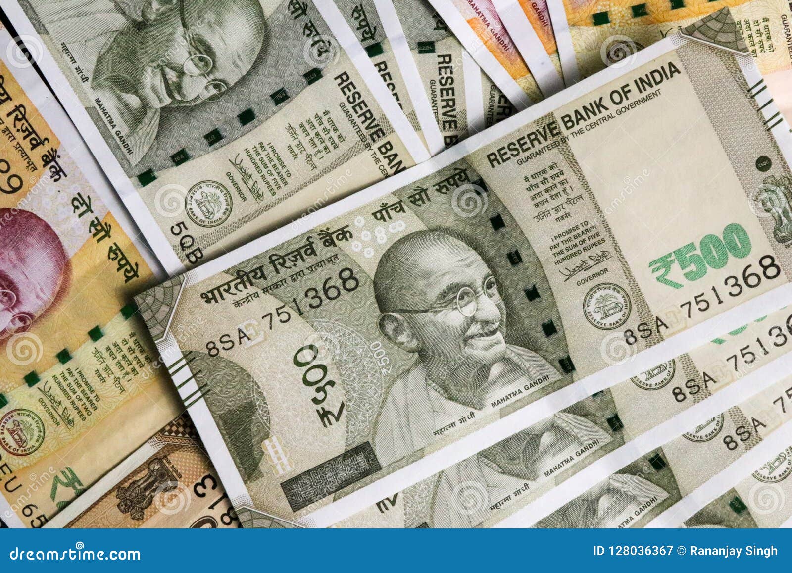 New Indian Currency, Rupee, 200 and 500 Rupees Note As Background Stock ...