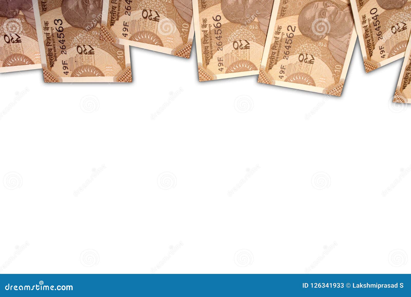 New Indian 10 Rupee Notes on White Isolated Background. Stock Image ...