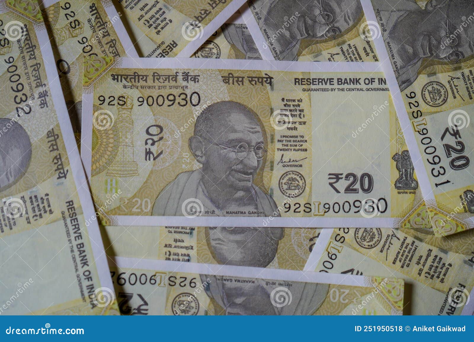 New Indian Twenty Rupees Note Background Stock Photo - Image of coin ...