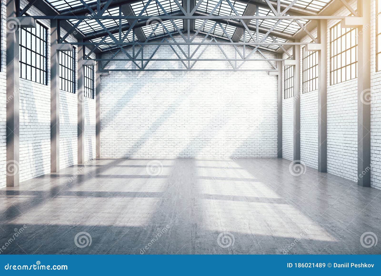 New Industrial Warehouse Interior with Window Stock Illustration ...