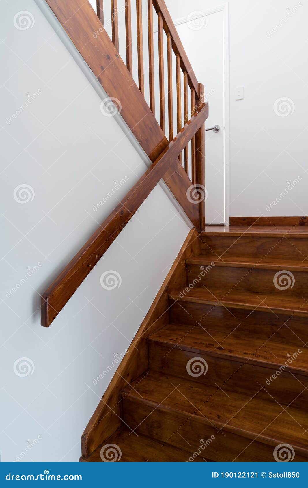 New Internal Timber Staircase with Timber Handrail Stock Image - Image ...