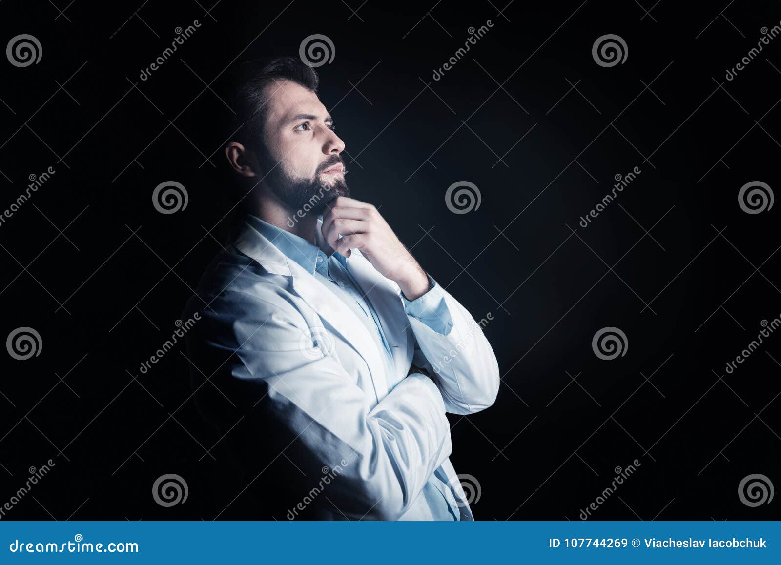 Smart Nice Scientist Thinking Stock Image - Image of business, black ...