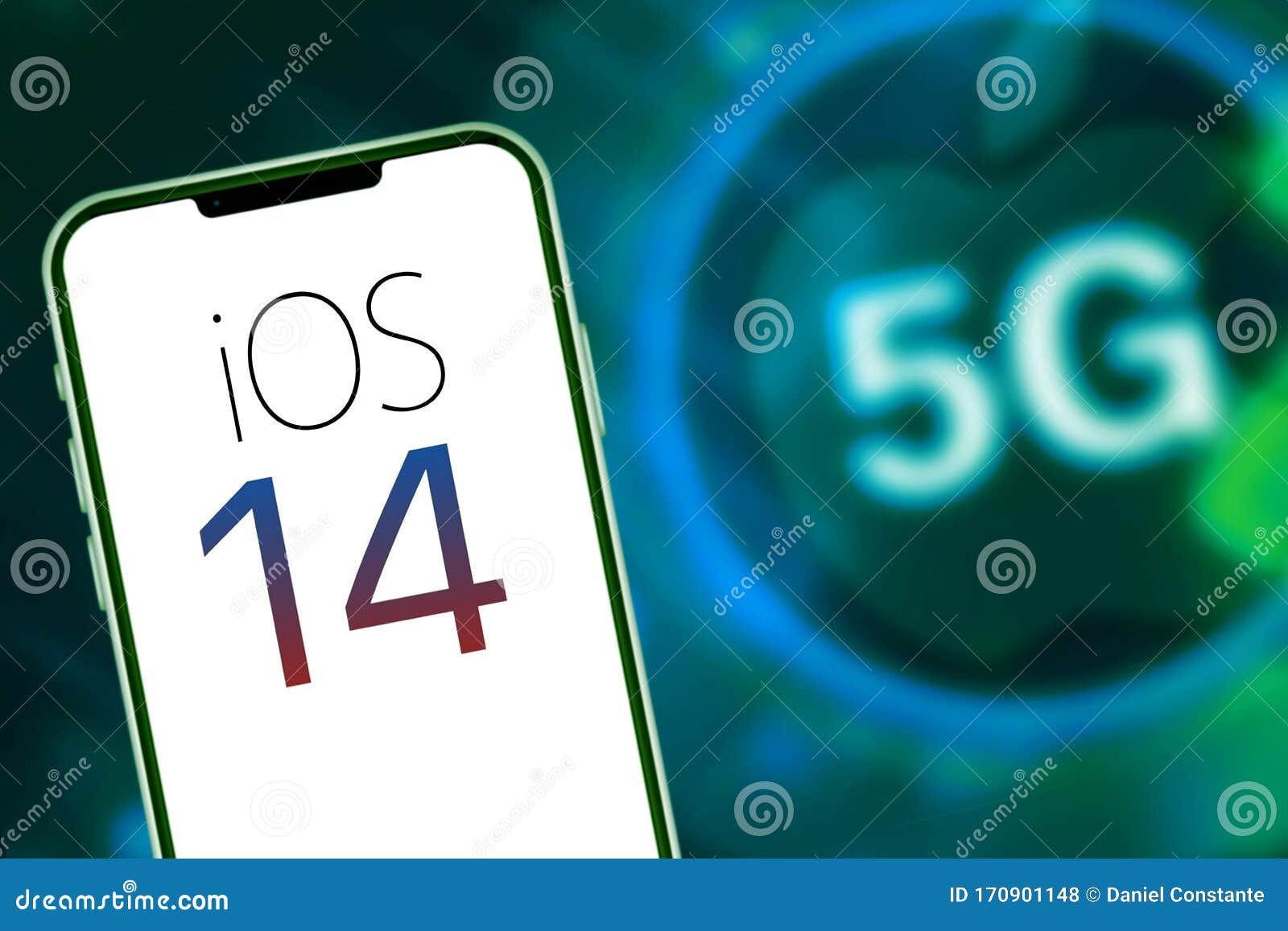 New Iphone with the Apple Installation Screen with the New IOS 14 ...