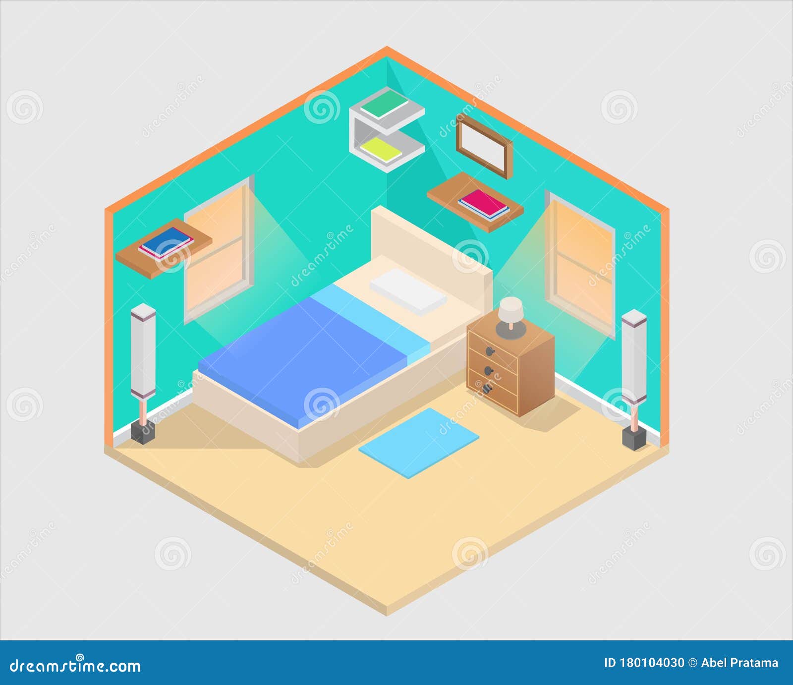 Room Isometric Template Design Stock Vector - Illustration of apartment ...