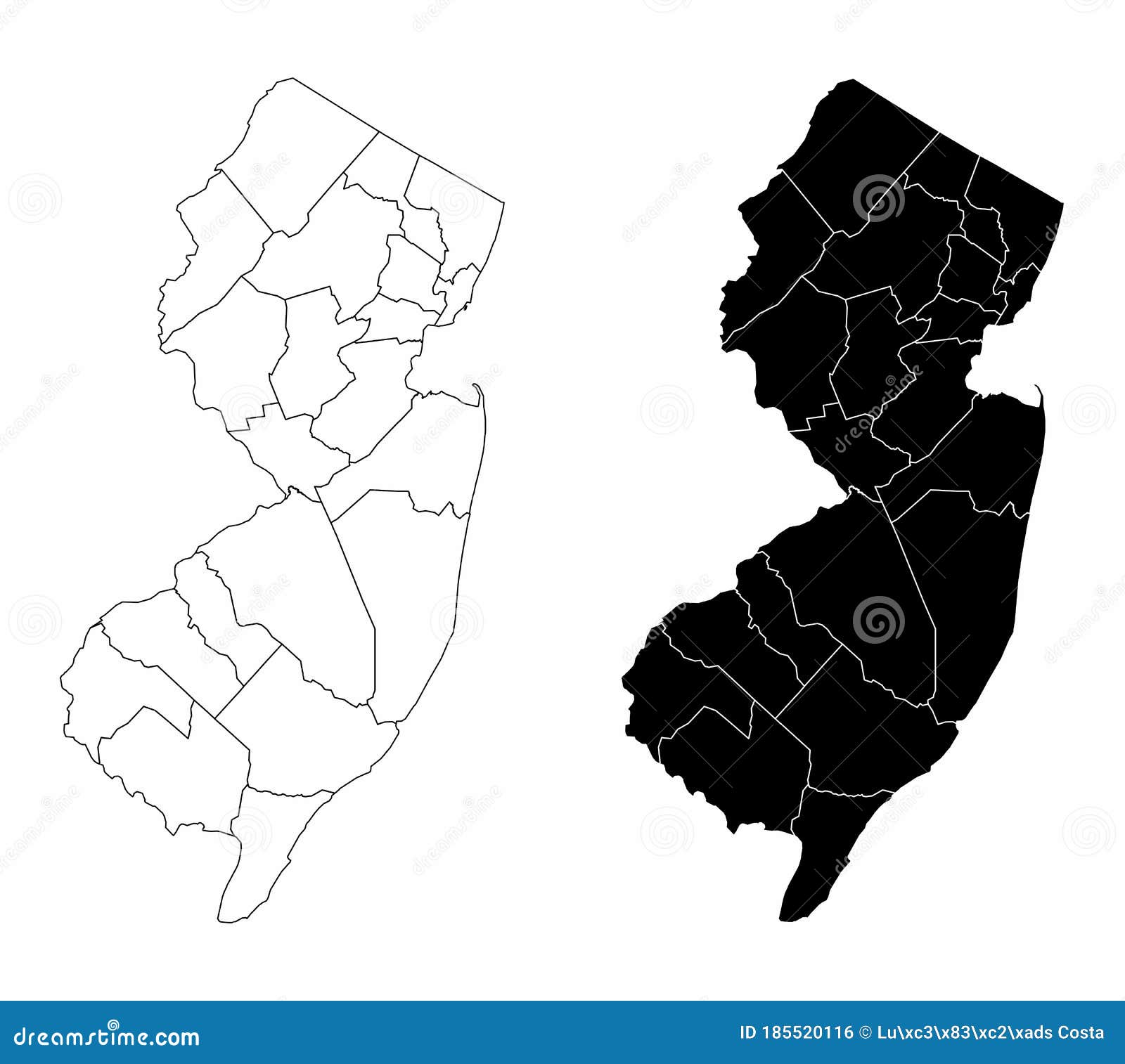 New Jersey county maps stock illustration. Illustration of states ...
