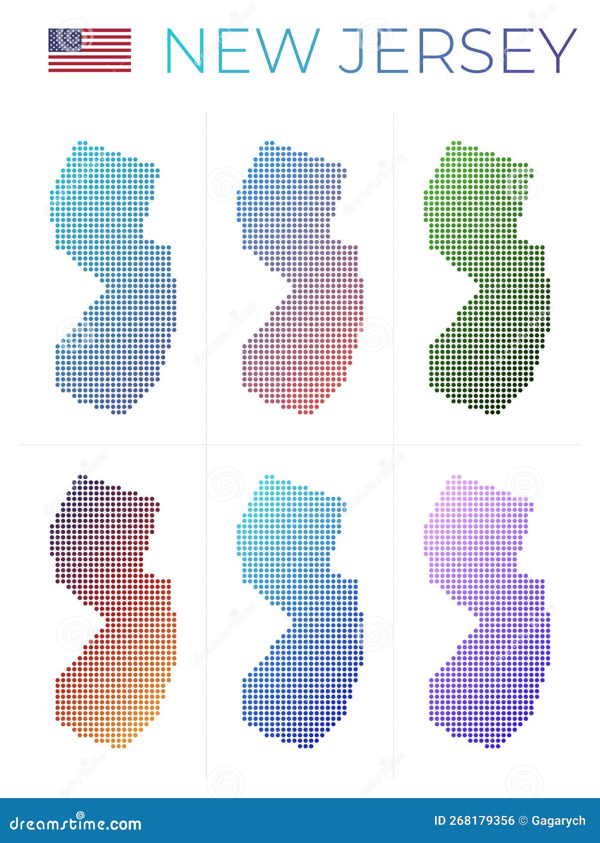 New Jersey dotted map set. stock vector. Illustration of digital ...