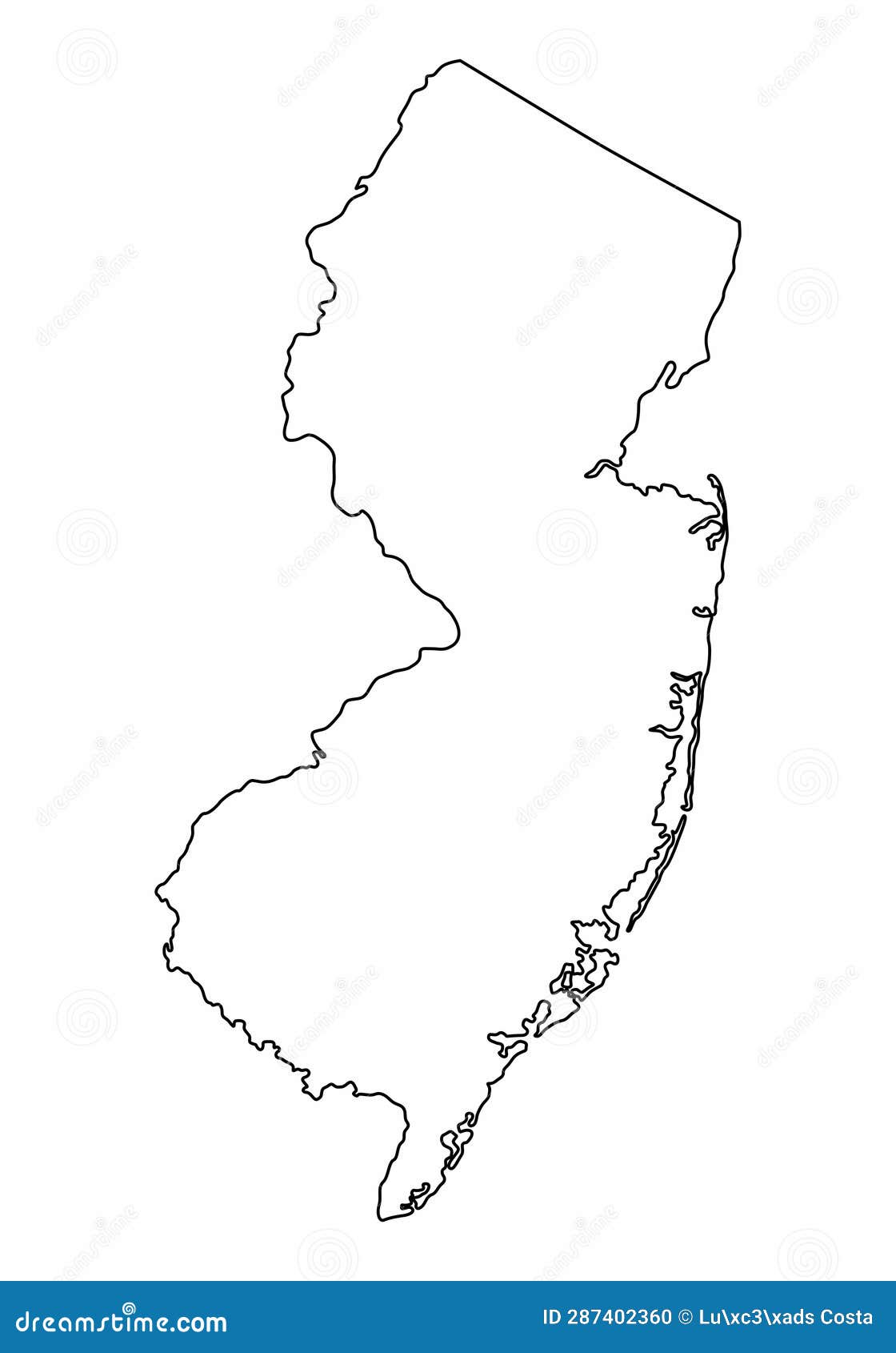 New Jersey map outline stock illustration. Illustration of state ...