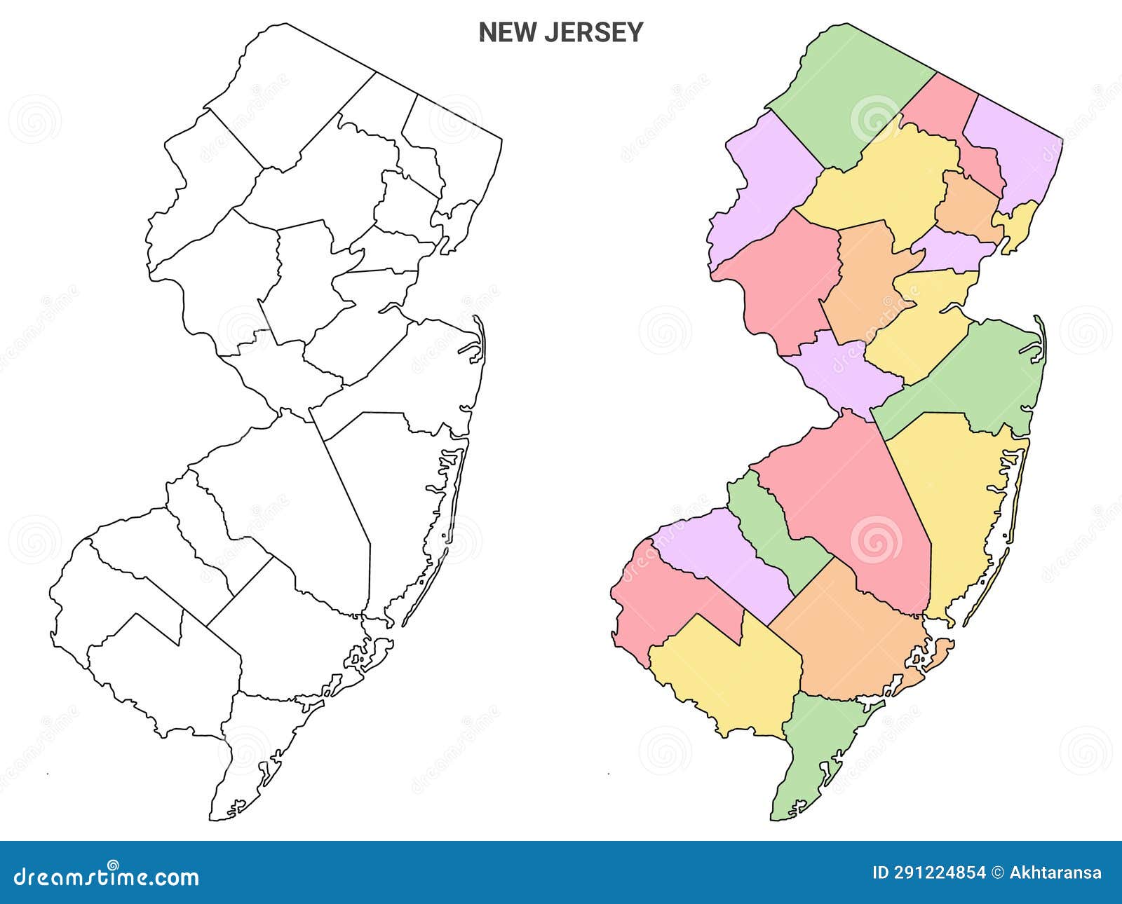 New Jersey Map Outline Vector Illustartion | CartoonDealer.com #158072538
