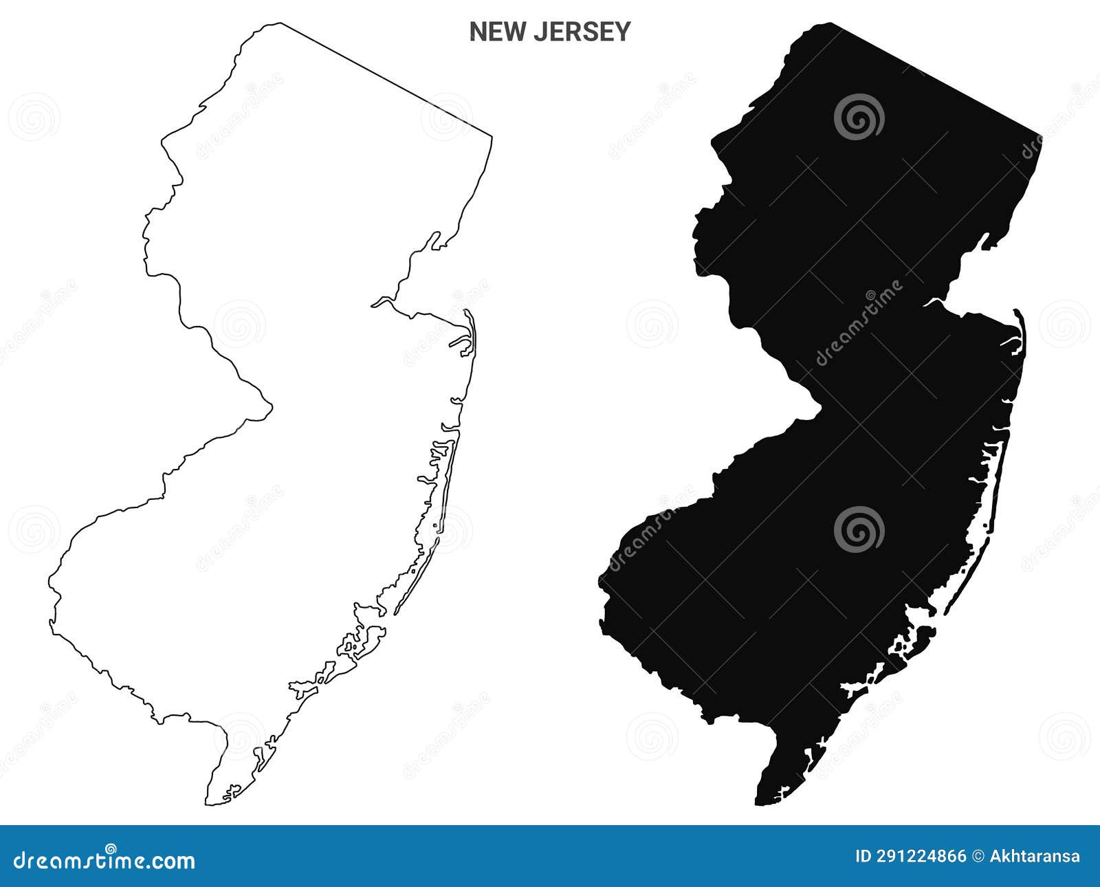 New Jersey Map Outline Vector Illustartion | CartoonDealer.com #158072538