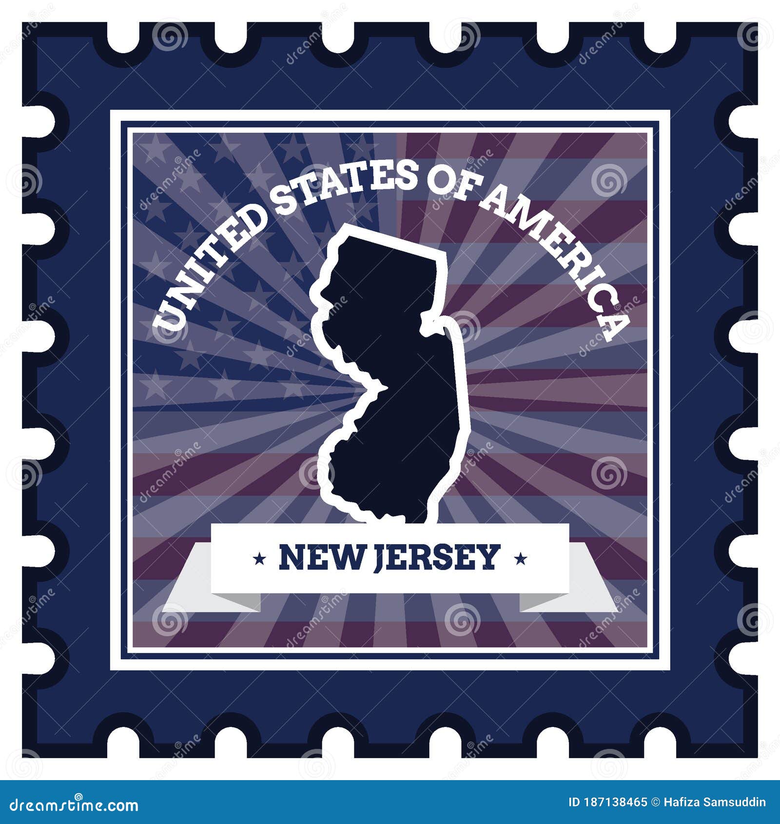 New Jersey Postage Stamp. Vector Illustration Decorative Design Stock ...