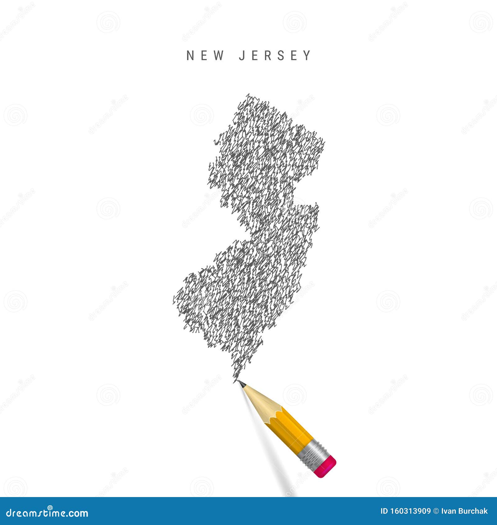New Jersey Sketch Scribble Map Isolated On White Background. Hand Drawn ... New Jersey Sketch Scribble Map Isolated On White Background. Hand Drawn ...
