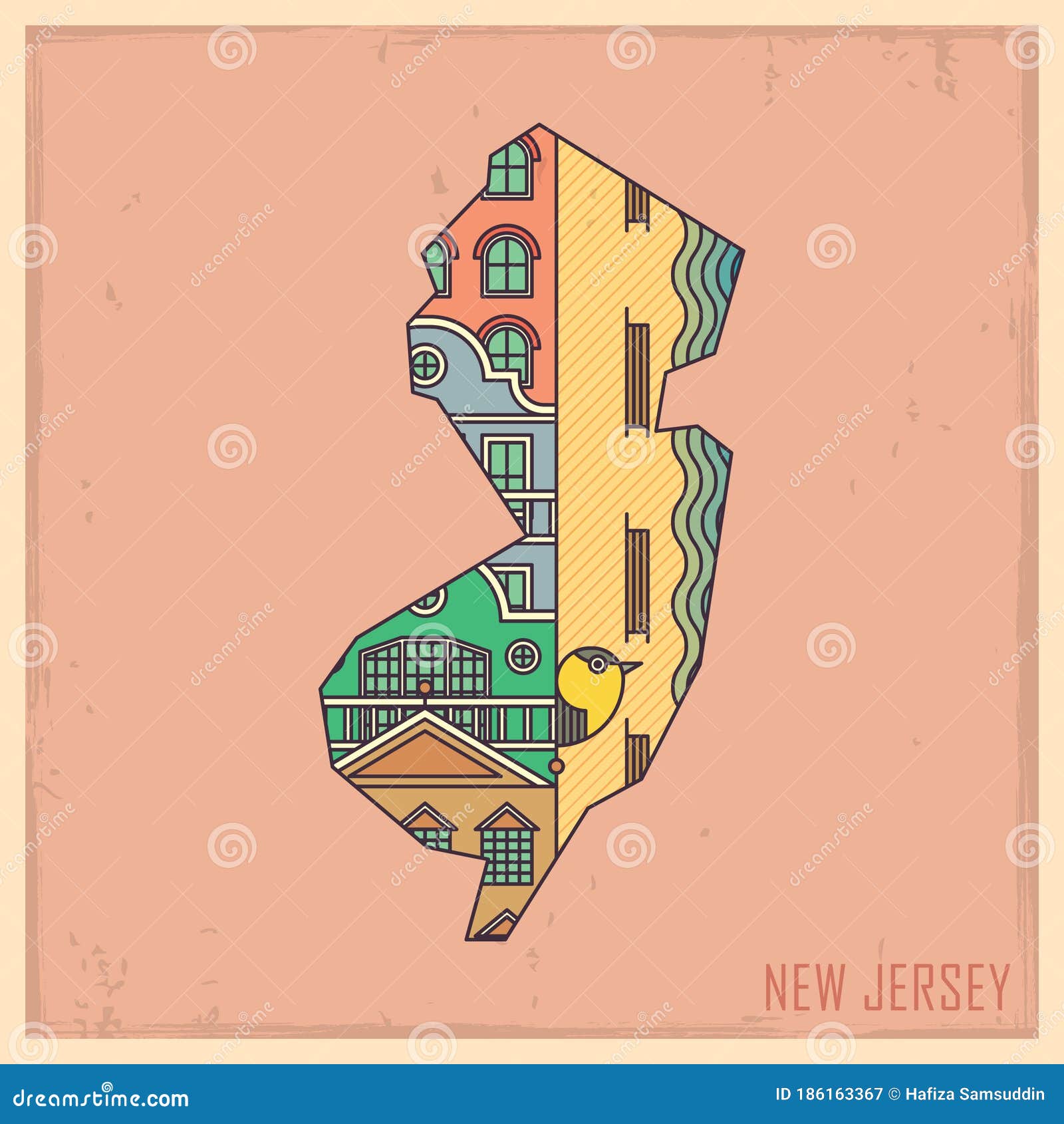 New Jersey State Map. Vector Illustration Decorative Design Stock ...