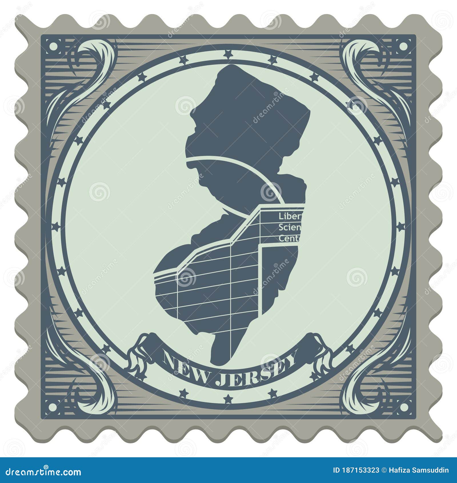 New Jersey State Postage Stamp. Vector Illustration Decorative Design ...