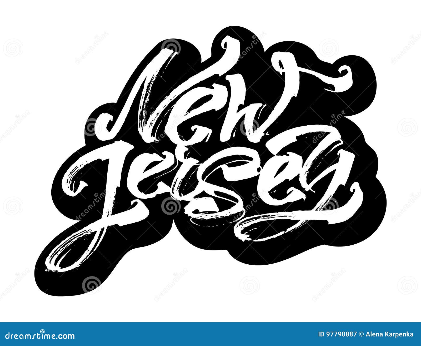 New Jersey. Sticker. Modern Calligraphy Hand Lettering for Serigraphy ...
