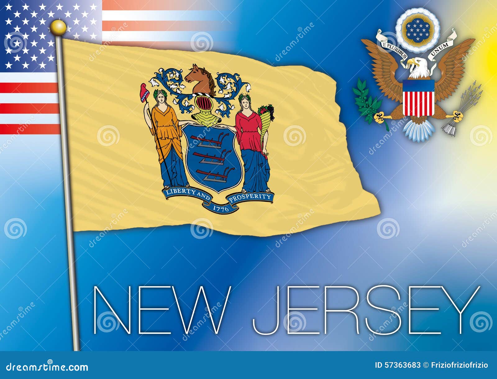 New Jersey us state flag stock illustration. Illustration of fifty ...