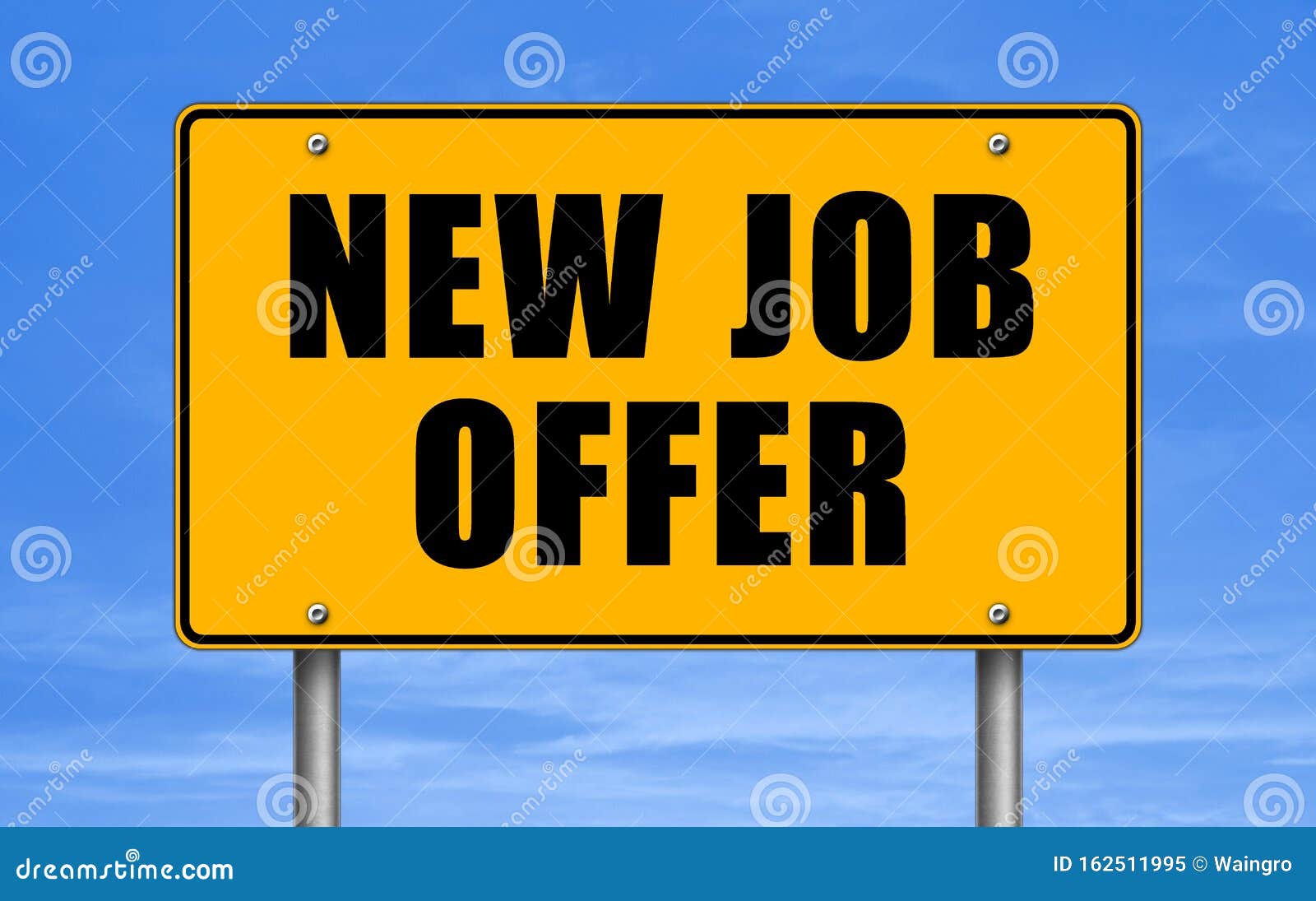 New Job Offer Road Sign Message Stock Image - Image of career ...