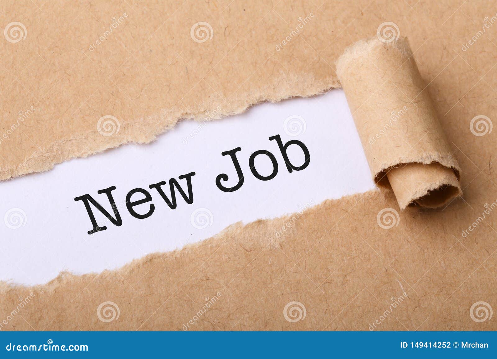 New Job Paper Tear stock photo. Image of success, wide - 149414252