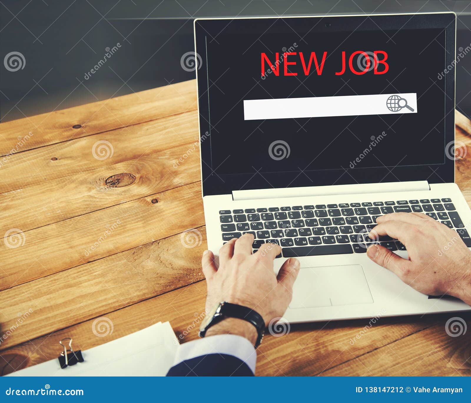 New Job Text on Computer Screen Stock Photo - Image of business ...