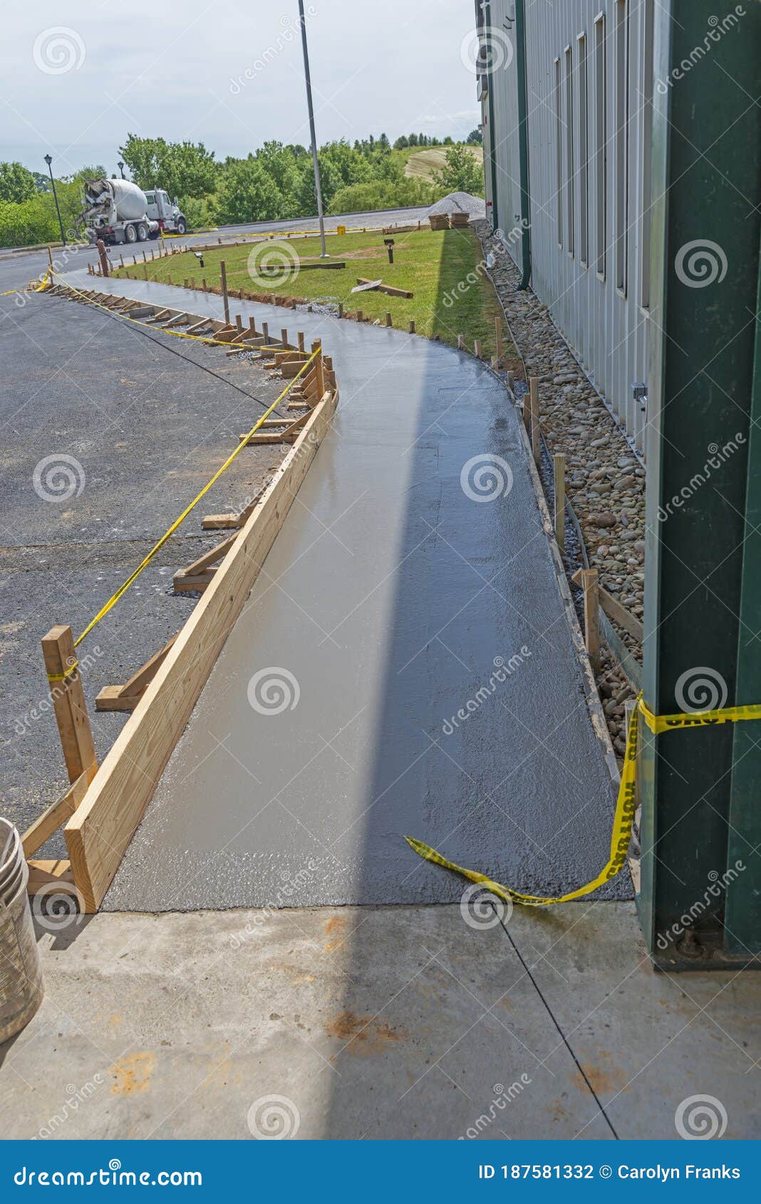 New Just Poured Concrete Sidewalk with Framing Stock Photo - Image of ...