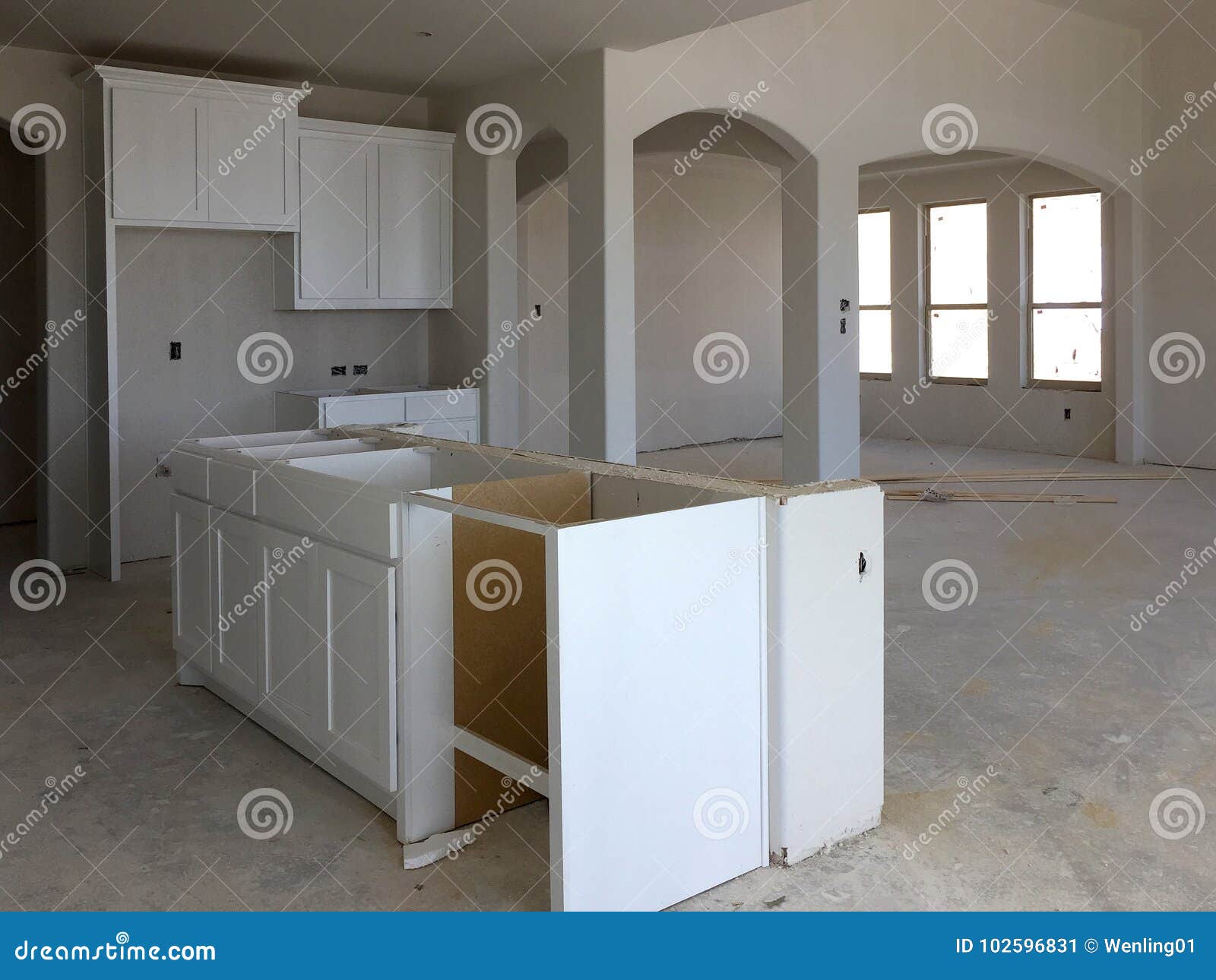New Kitchen and Dinning Room Under Construction Stock Image - Image of ...