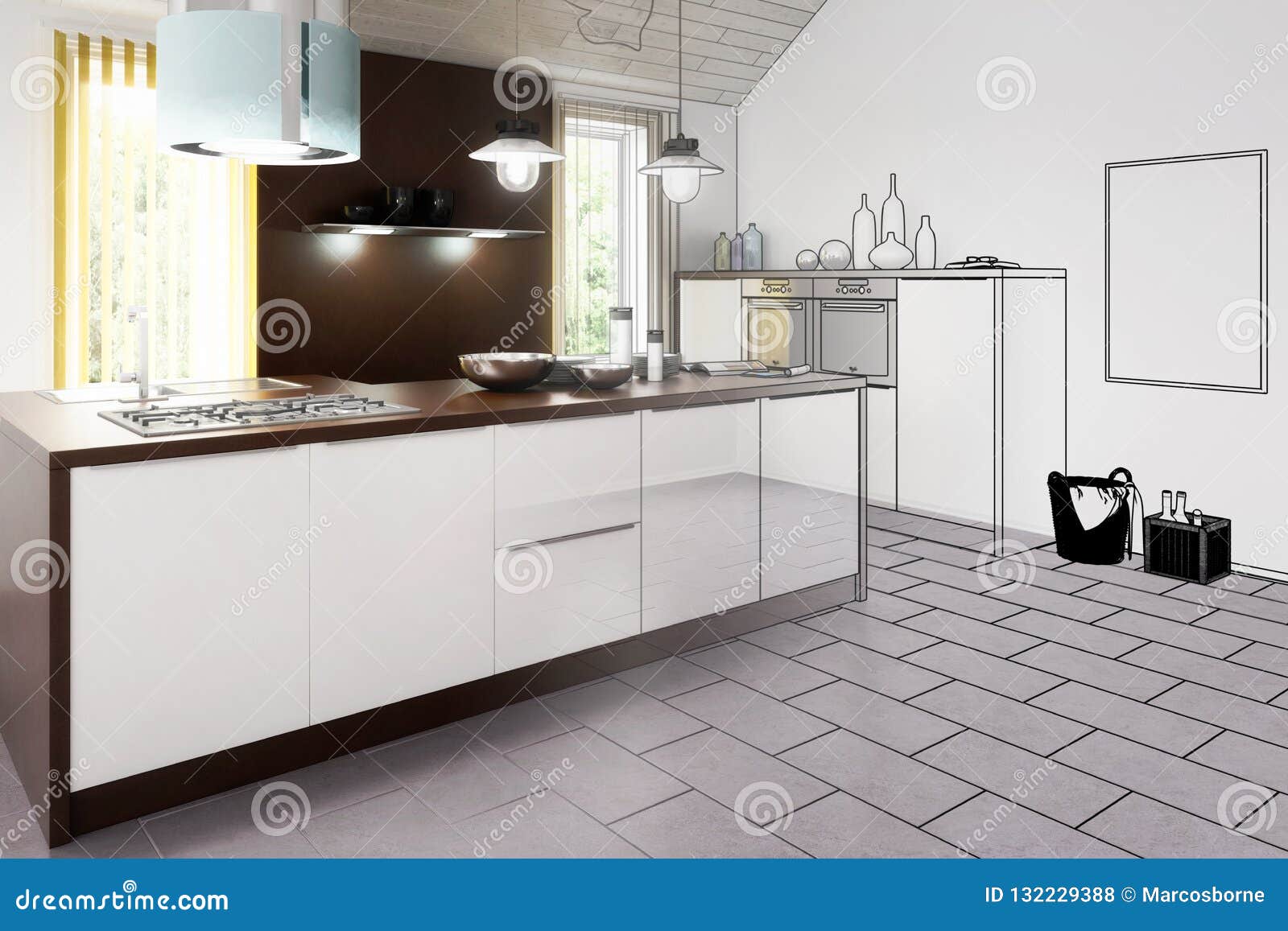 New Kitchen Design - Illustration Stock Illustration - Illustration of ...
