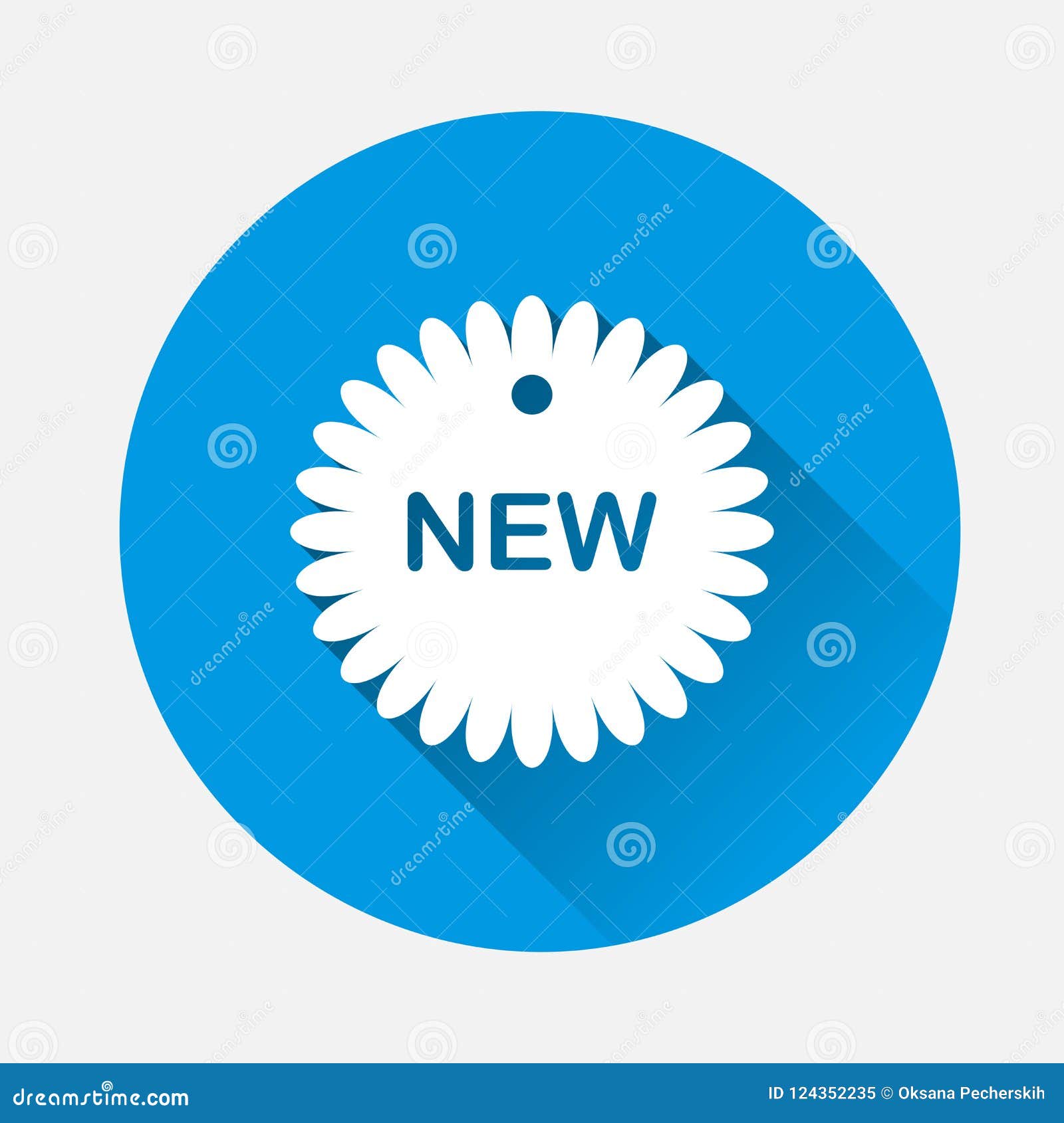 New Label Vector Icon on Blue Background. Flat Image Lable with Stock ...