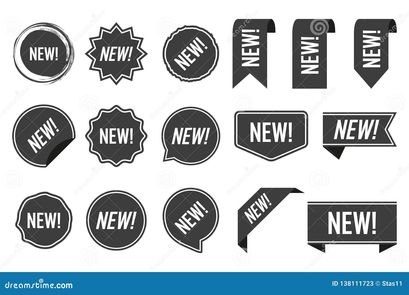 New Labels, Black Isolated on White Background. Vector Illustration ...
