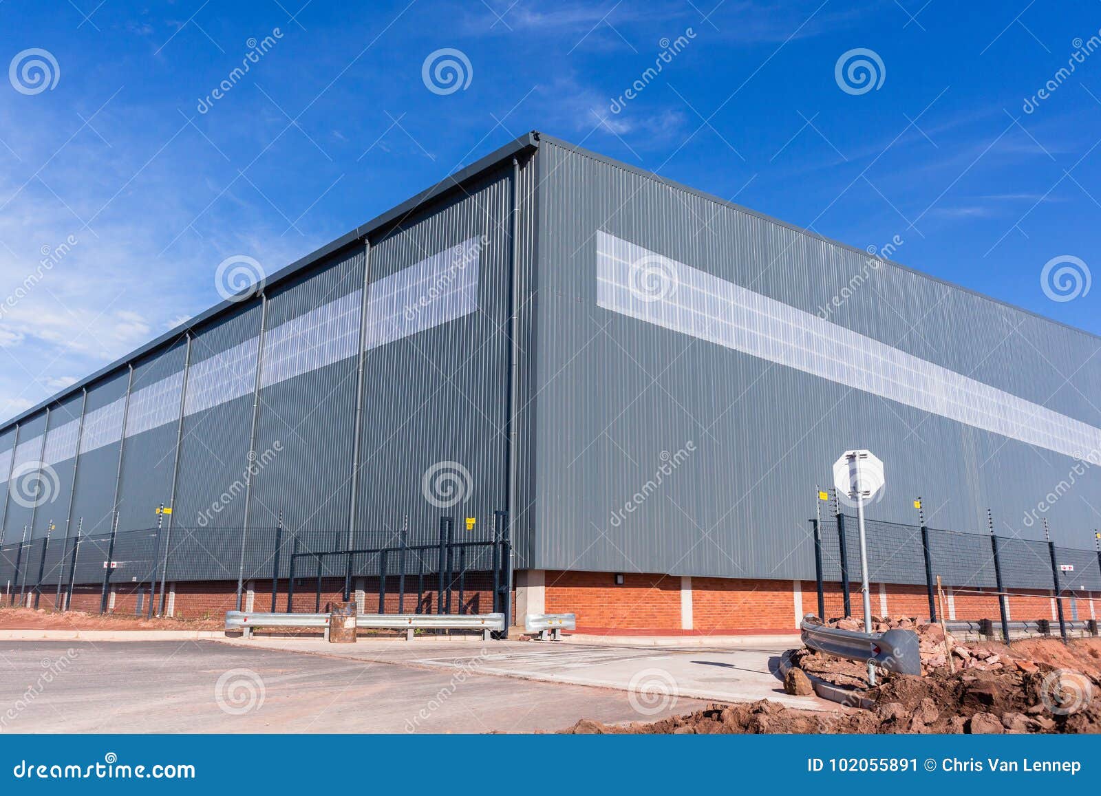 New Large Warehouse Building Stock Image - Image of blue, gray: 102055891