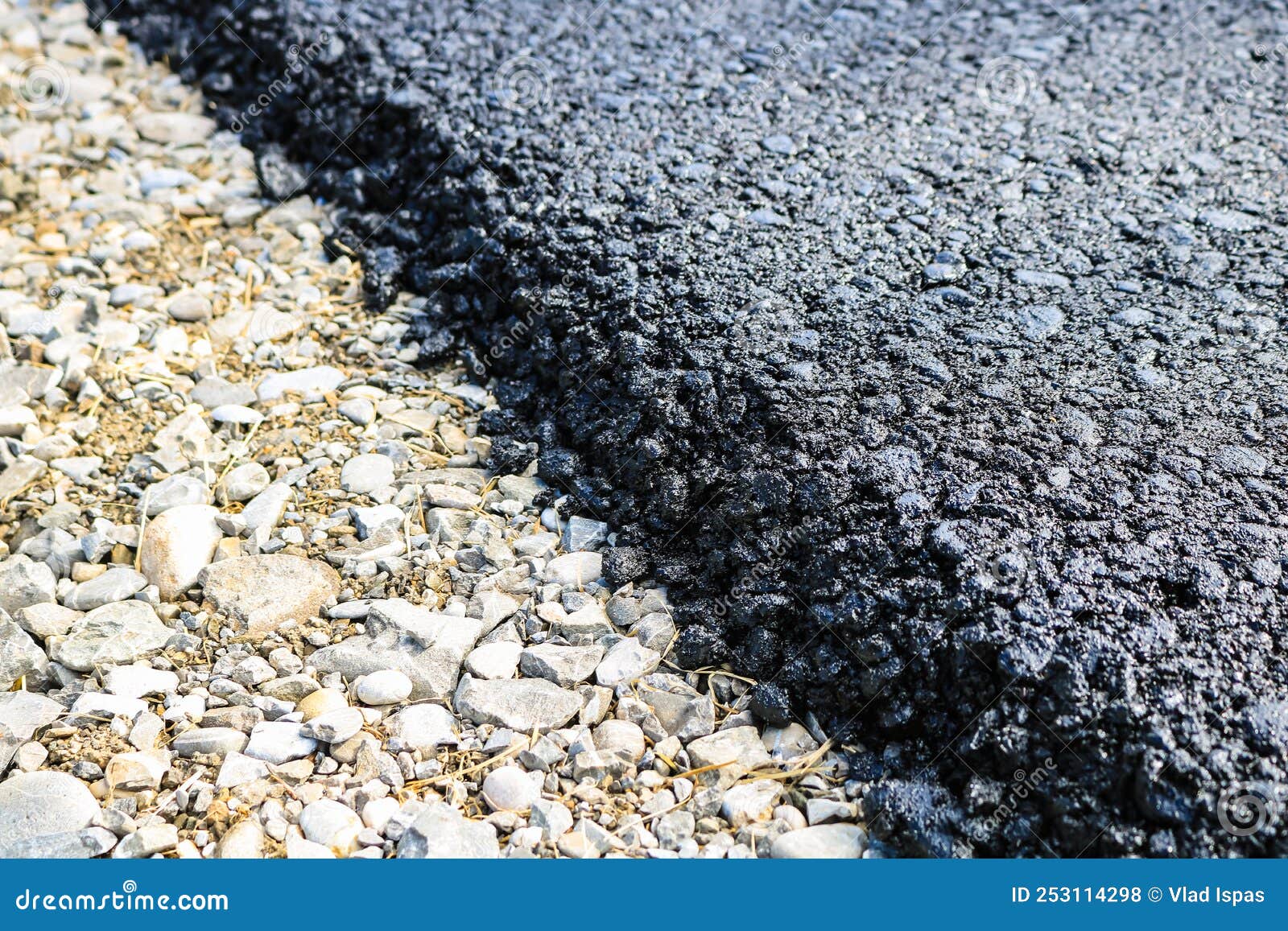 New Layer of Asphalt Road Under Construction Stock Photo - Image of ...