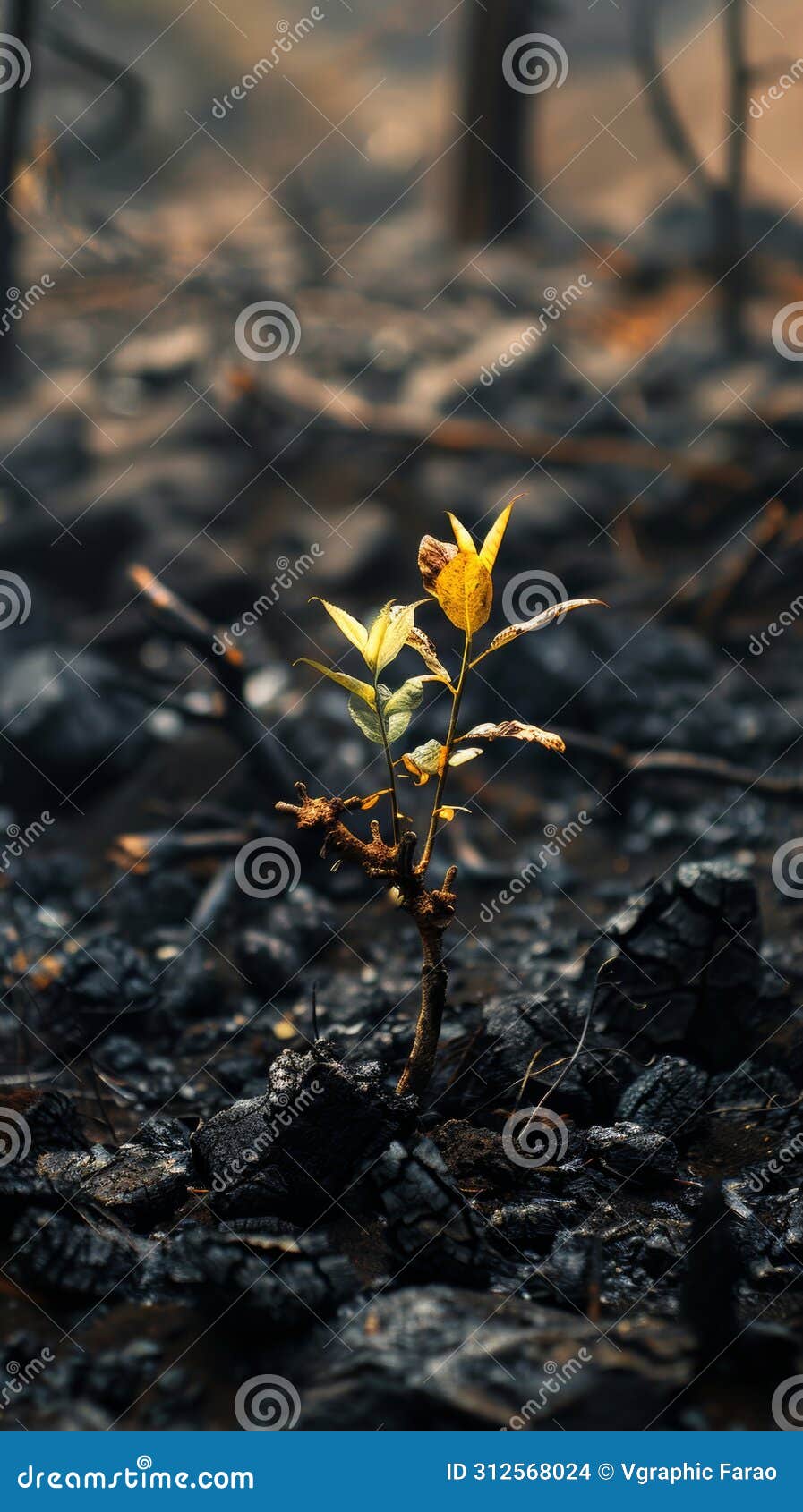 New Life Emerging from Burnt Forest Ground Stock Photo - Image of ...