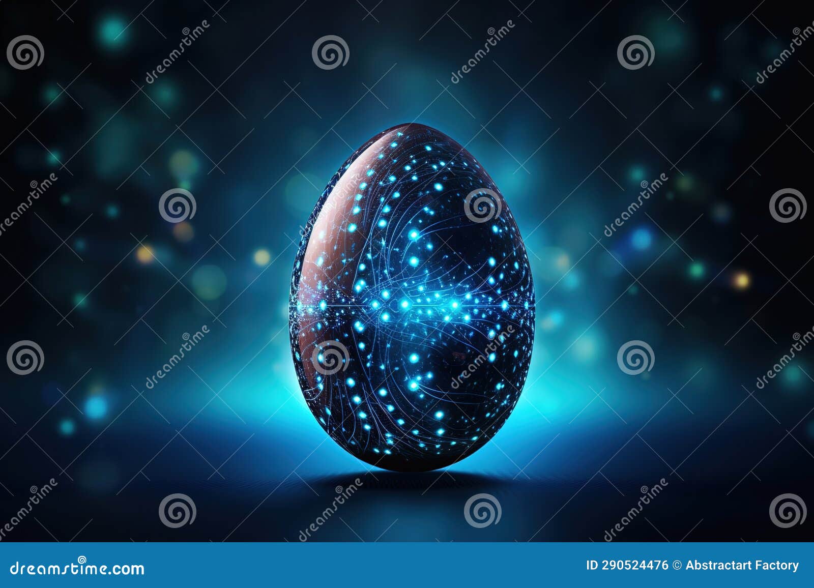 New Life Illustration. Easter Egg Icon Shaped with Blue Neural Connections Stock Illustration ...