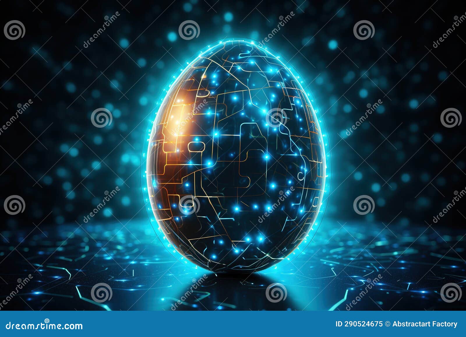 New Life Illustration. Easter Egg Icon Shaped with Blue Neural Connections Stock Illustration ...
