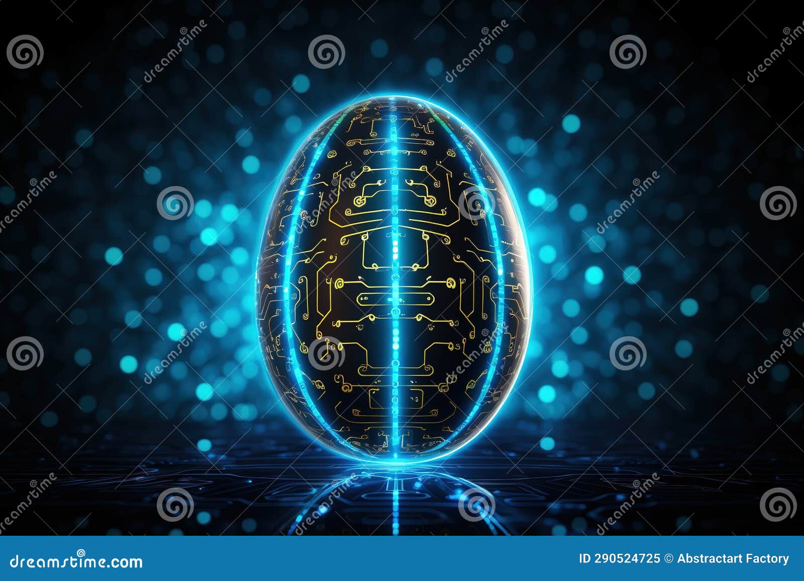 New Life Illustration. Easter Egg Icon Shaped with Blue Neural ...