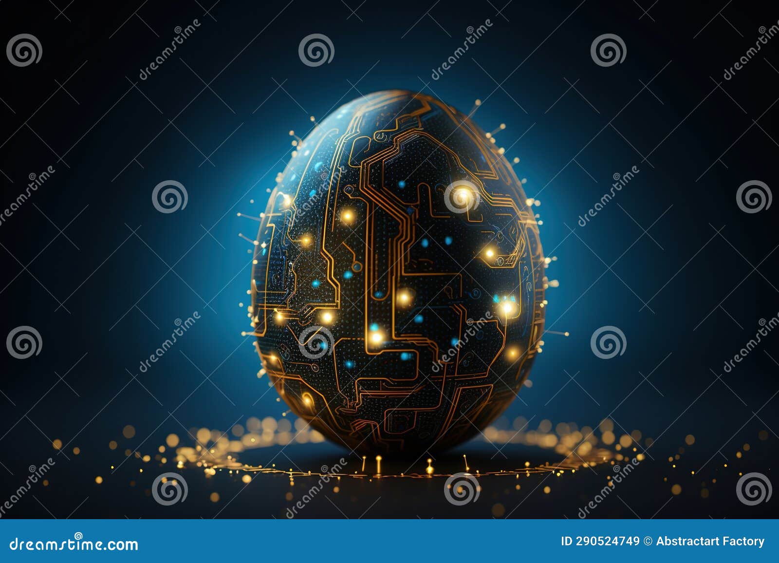 New Life Illustration. Easter Egg Icon Shaped with Blue Neural Connections Stock Illustration ...