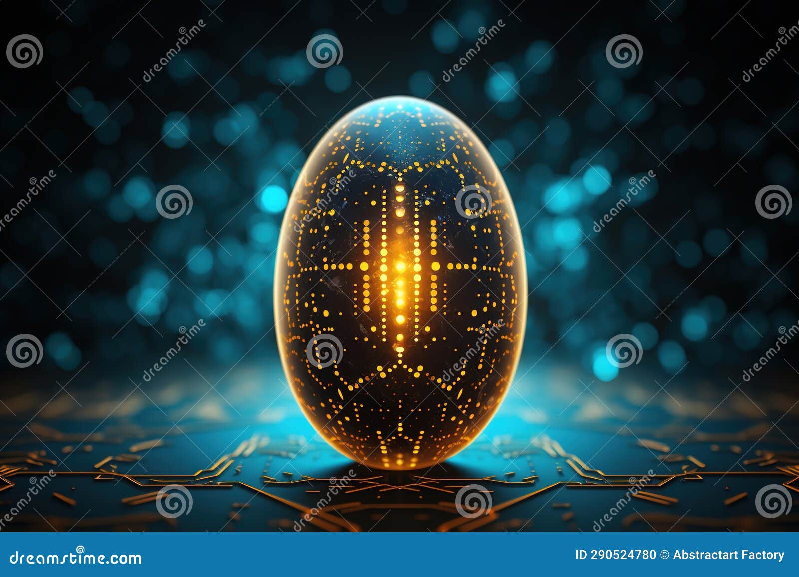 New Life Illustration. Easter Egg Icon Shaped with Blue Neural Connections Stock Illustration ...