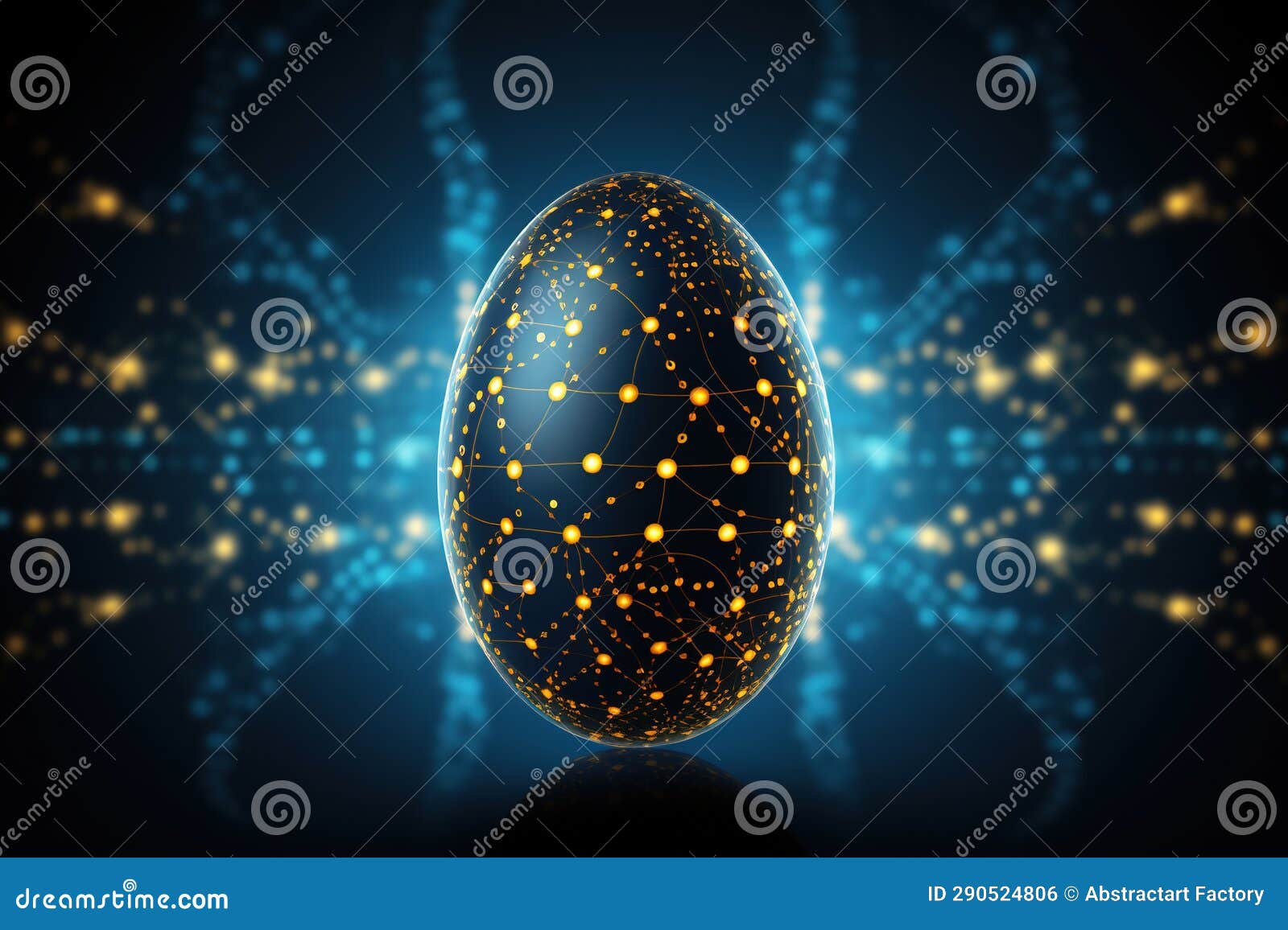 New Life Illustration. Easter Egg Icon Shaped with Blue Neural Connections Stock Illustration ...