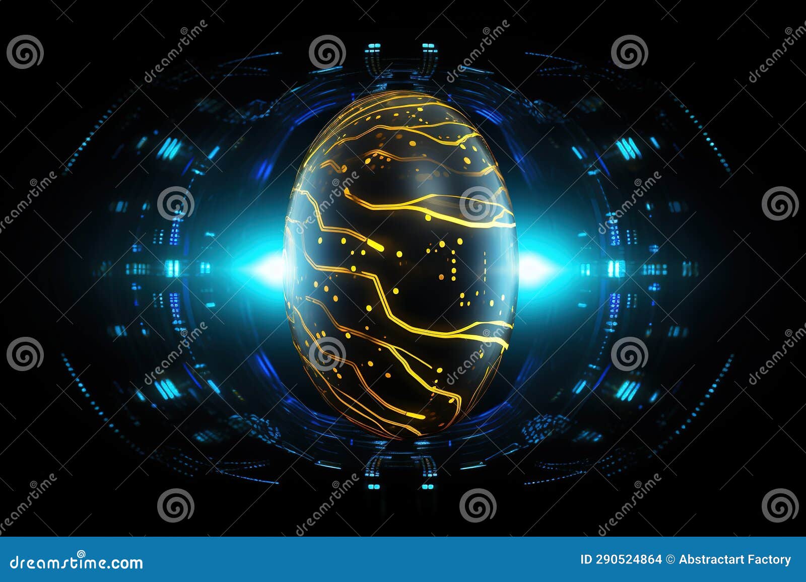 New Life Illustration. Easter Egg Icon Shaped with Blue Neural ...