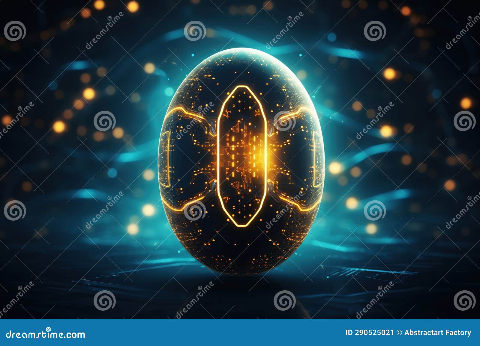 New Life Illustration. Easter Egg Icon Shaped with Blue Neural Connections Stock Illustration ...