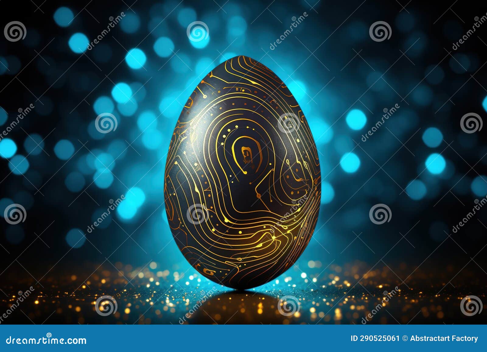 New Life Illustration. Easter Egg Icon Shaped with Blue Neural Connections Stock Illustration ...