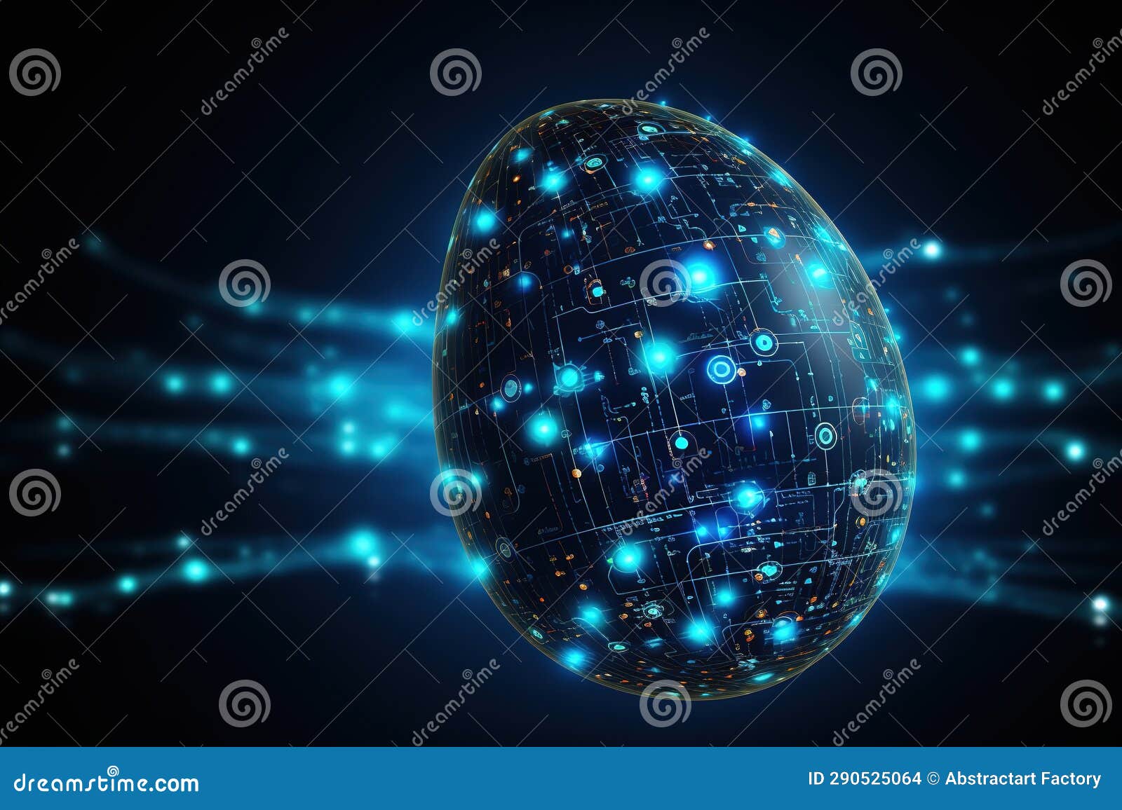 New Life Illustration. Easter Egg Icon Shaped with Blue Neural Connections Stock Illustration ...