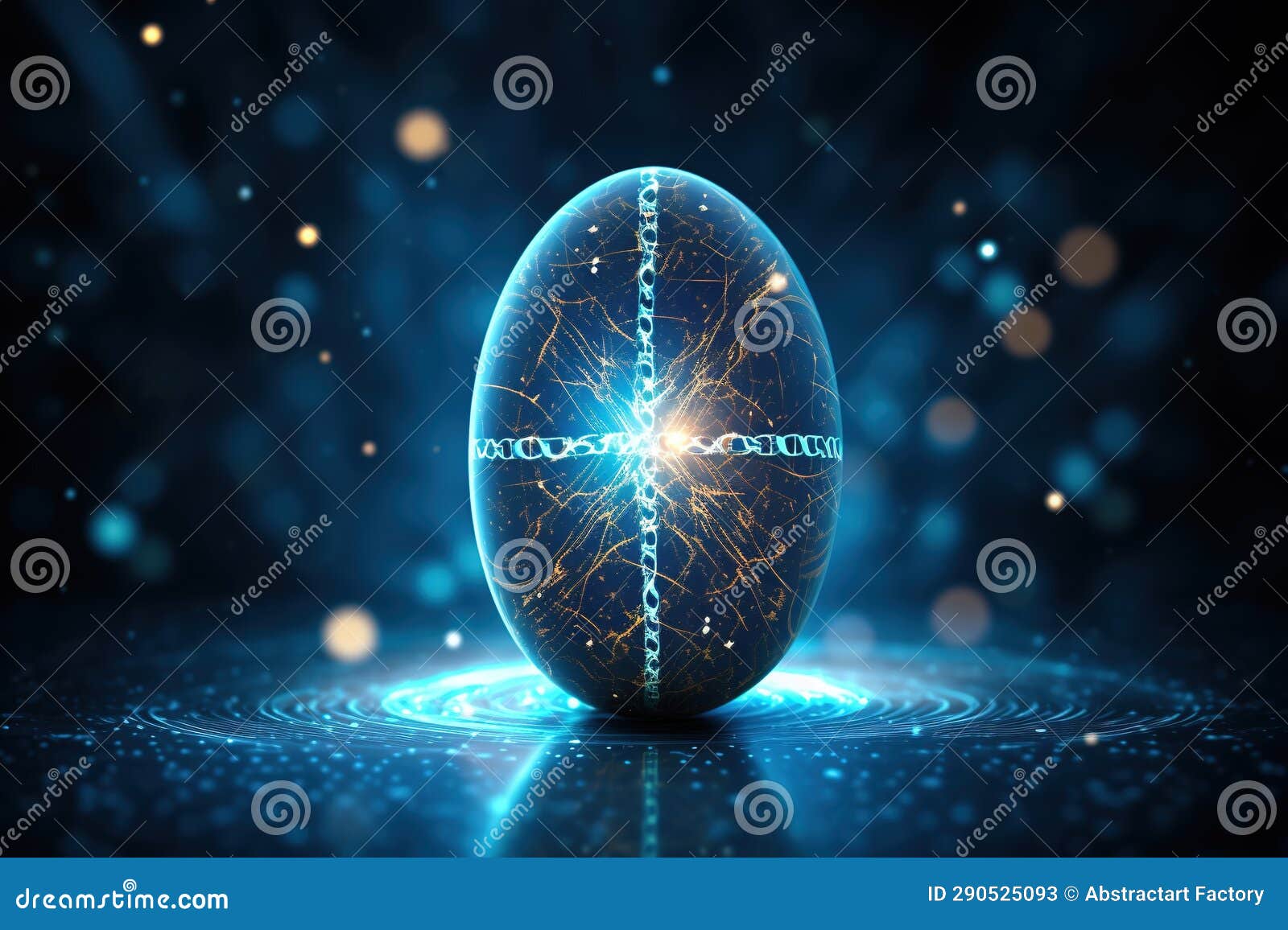 New Life Illustration. Easter Egg Icon Shaped with Blue Neural Connections Stock Illustration ...