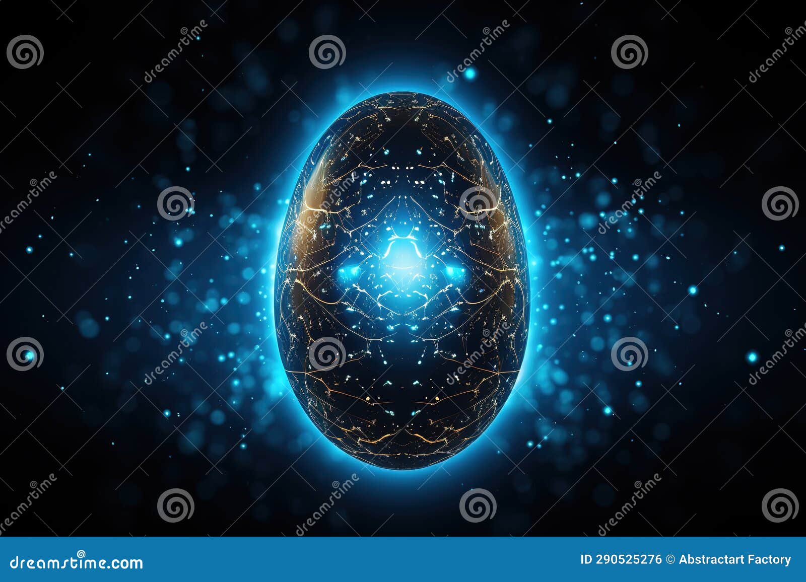 New Life Illustration. Easter Egg Icon Shaped with Blue Neural ...