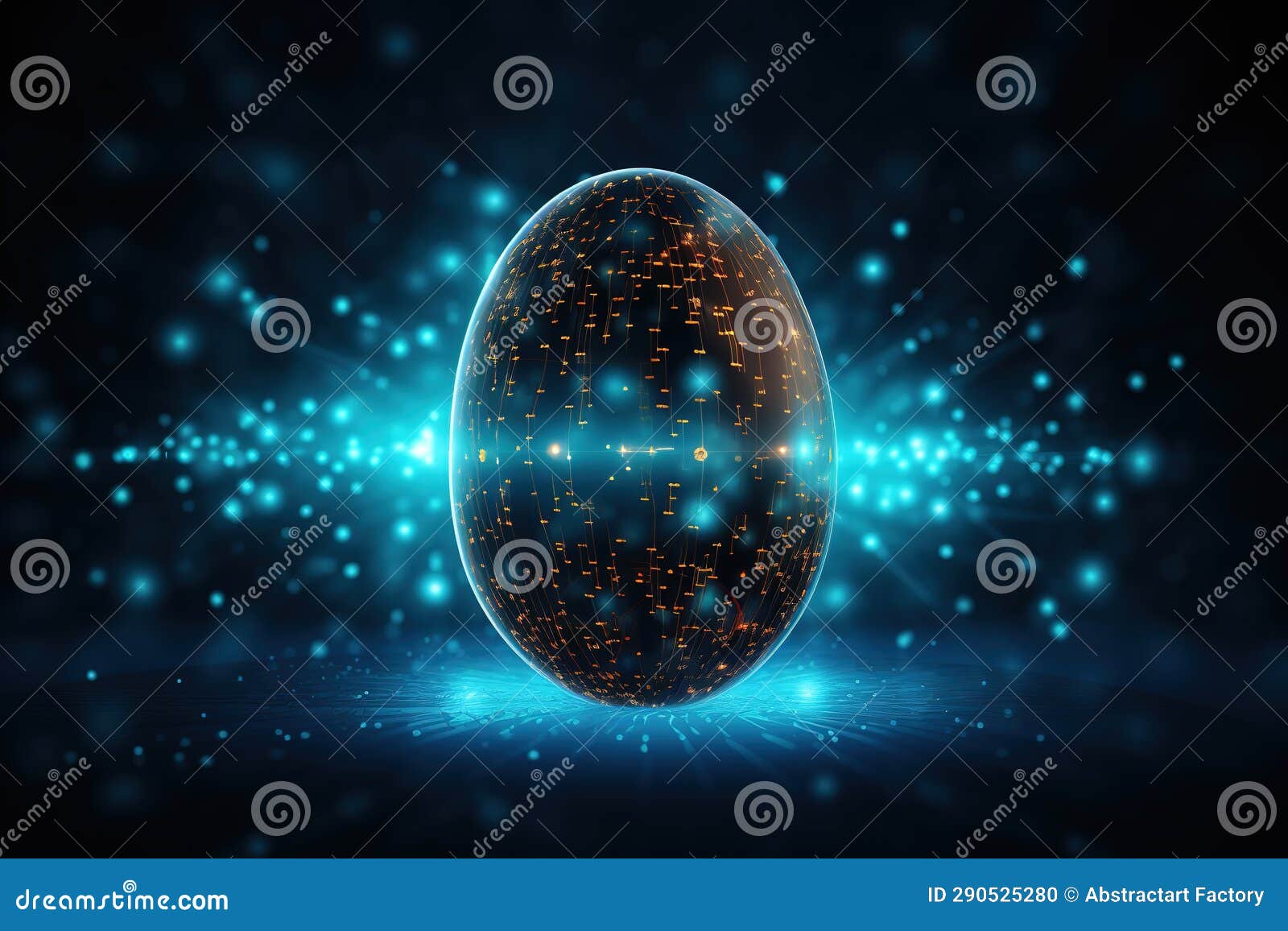 New Life Illustration. Easter Egg Icon Shaped with Blue Neural Connections Stock Illustration ...