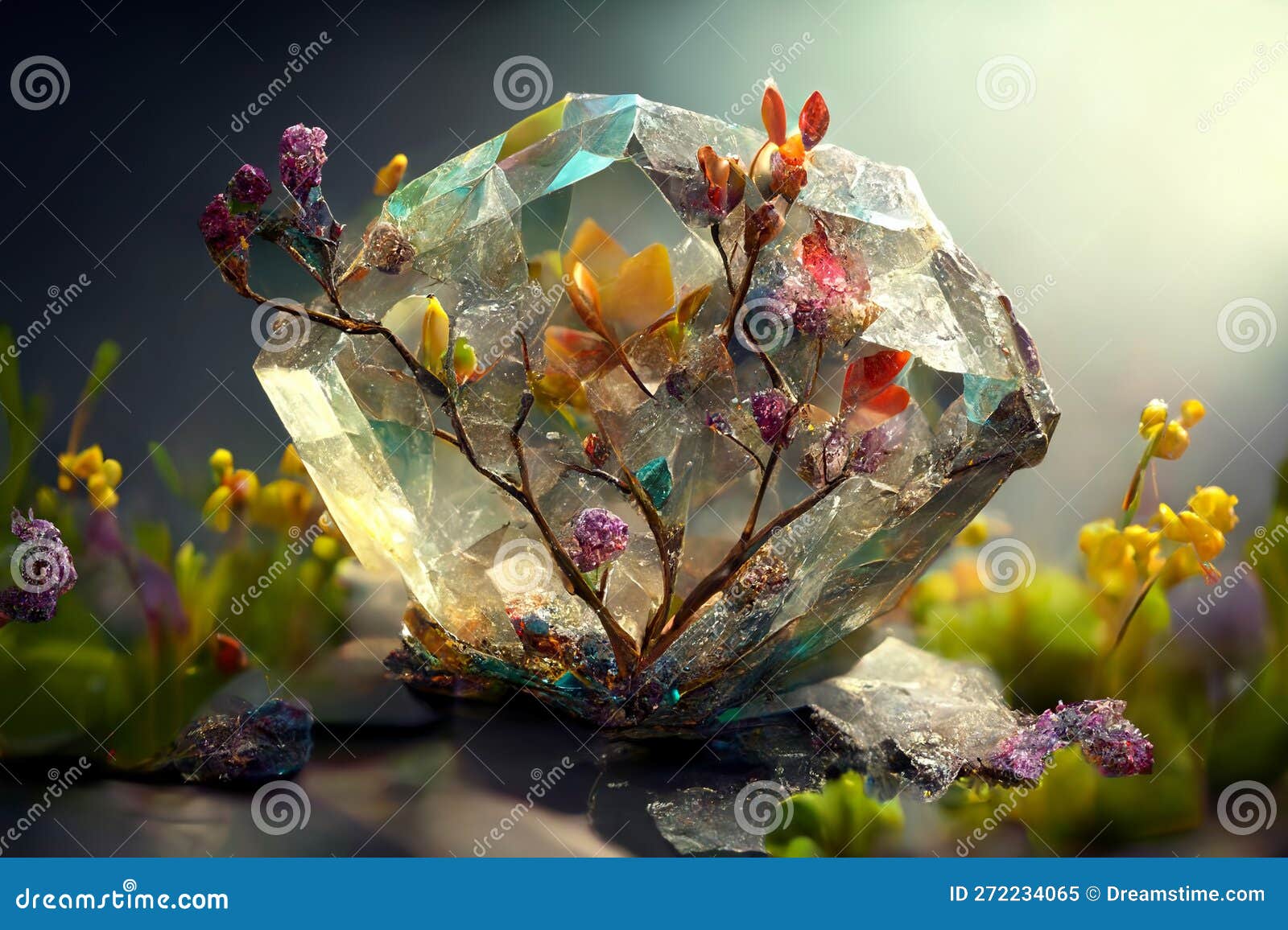 New Life in Spring Time with Crystals Stock Illustration - Illustration ...