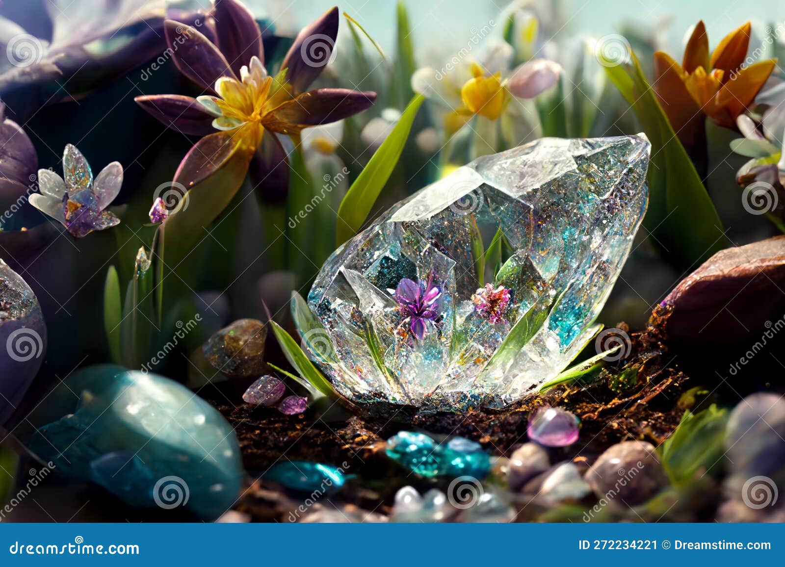 New Life in Spring Time with Crystals Stock Illustration - Illustration ...