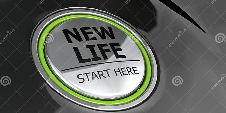 New Life Start Here Button on Black Background Stock Illustration ...