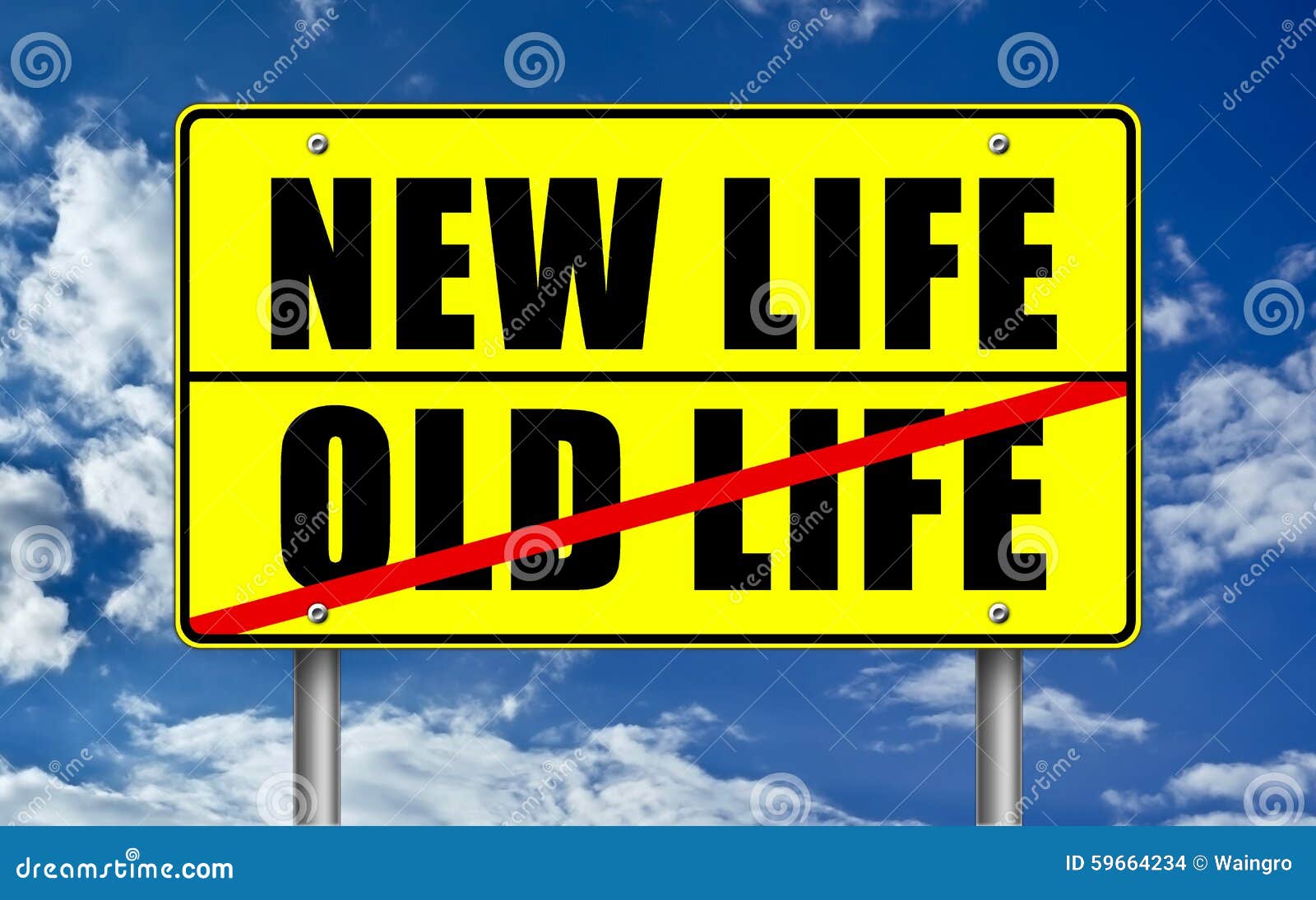 Old Life Versus New Life Road Sign Cycle Stock Illustration ...