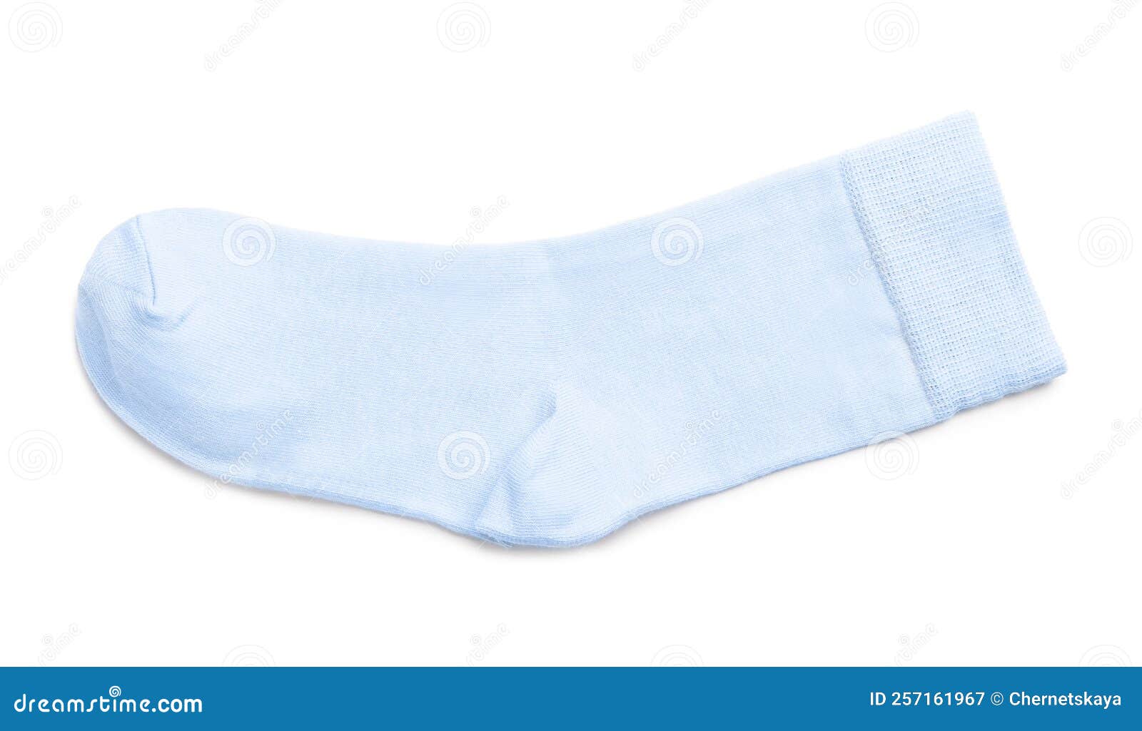 New Light Blue Sock Isolated on White, Top View Stock Image - Image of ...