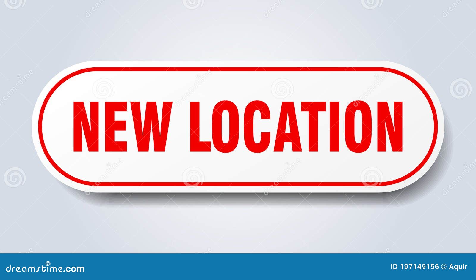 New Location Sign. Rounded Isolated Button. White Sticker Stock Vector ...