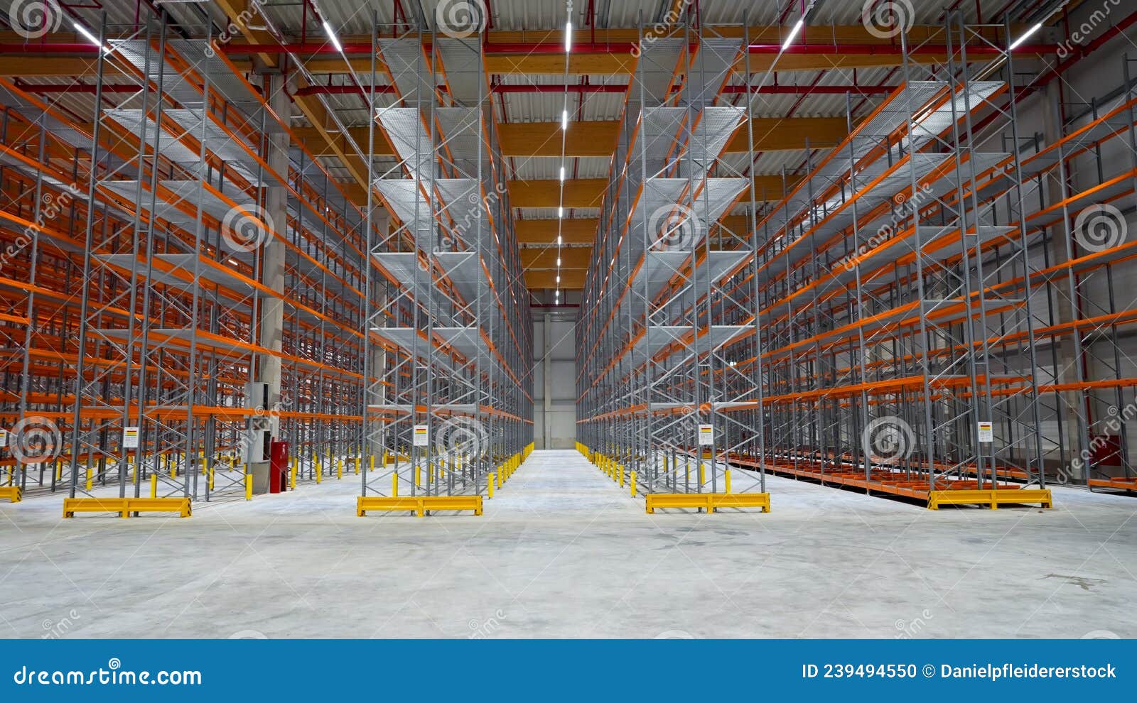Logistics Warehouse with Empty High Racks Stock Photo - Image of ...